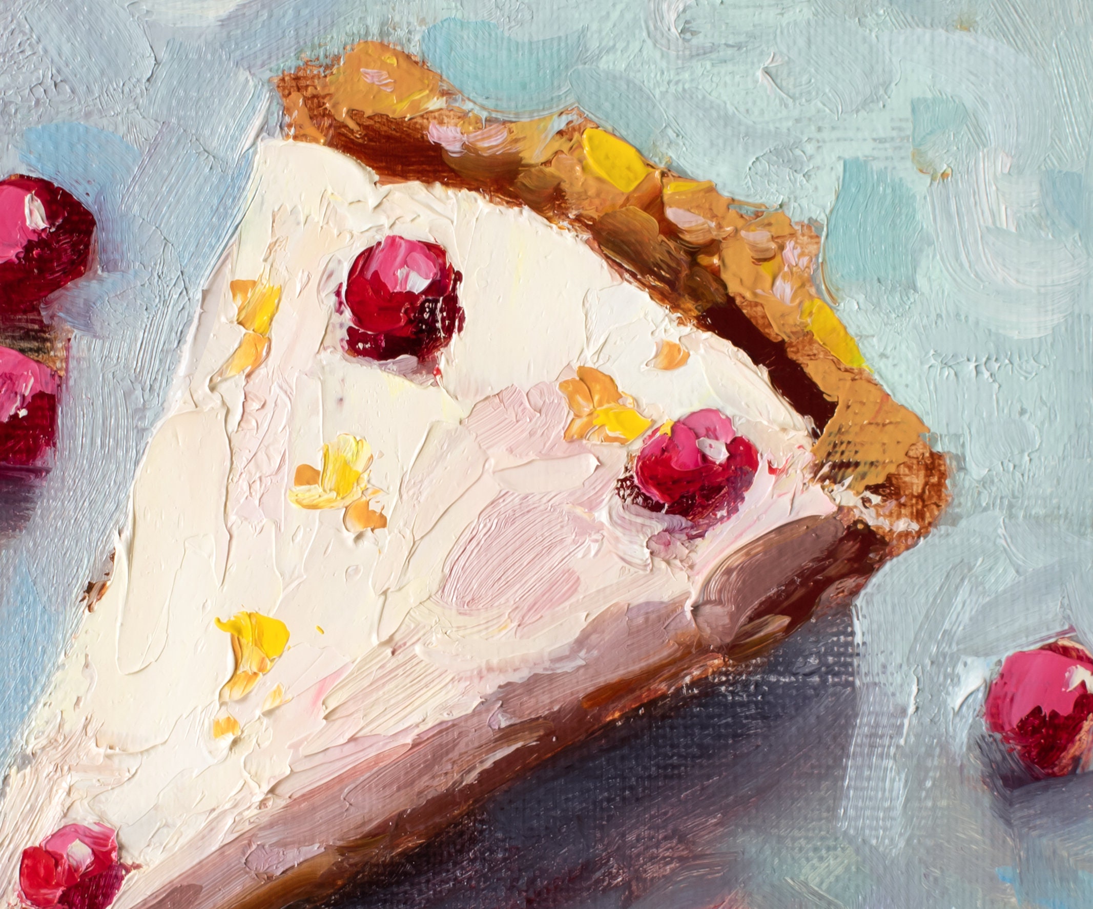 Cheesecake Art - Original Oil Painting - Gift Fo Birthday - Framed Wall ...