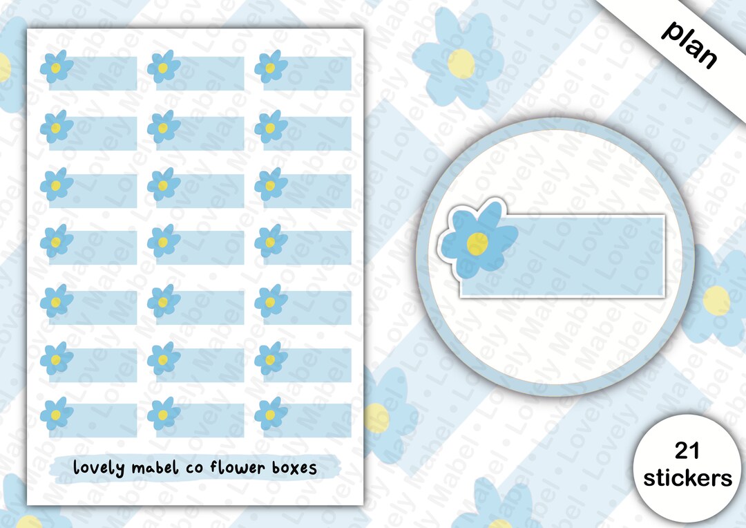 Flower Box Stickers Planner Stickers Journal Stickers Boxes Rectangles ...