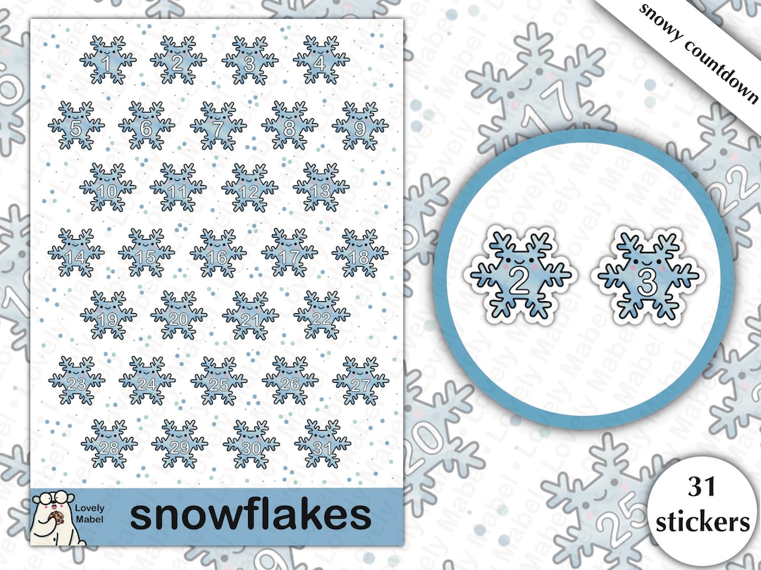 Snowflake Date Stickers Planner Stickers Journal Stickers Month ...