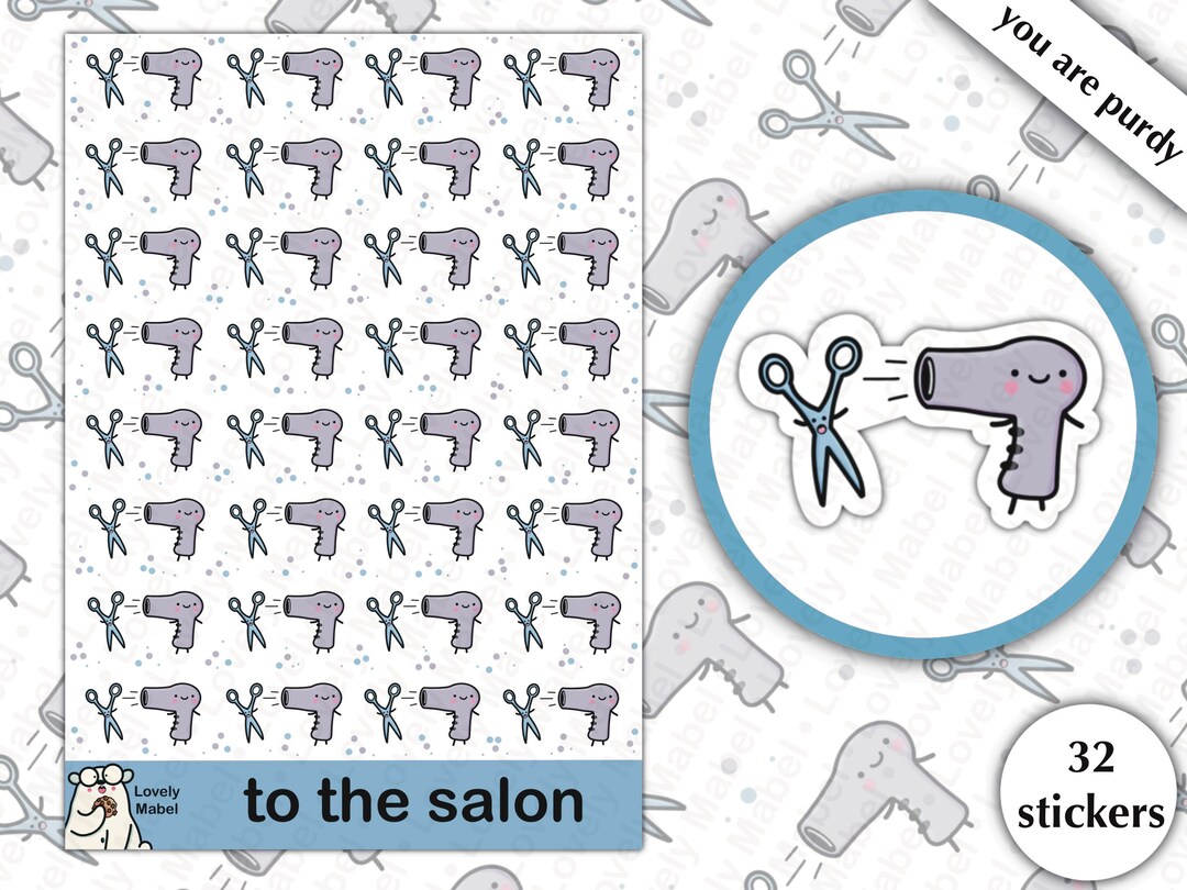Hairdresser Stickers Planner Stickers Journal Stickers Hair Care Salon ...