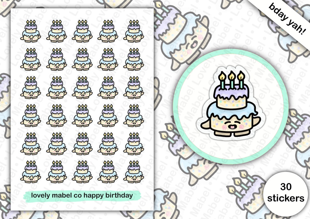 Birthday Stickers Planner Stickers Journal Stickers Birthday Cake ...