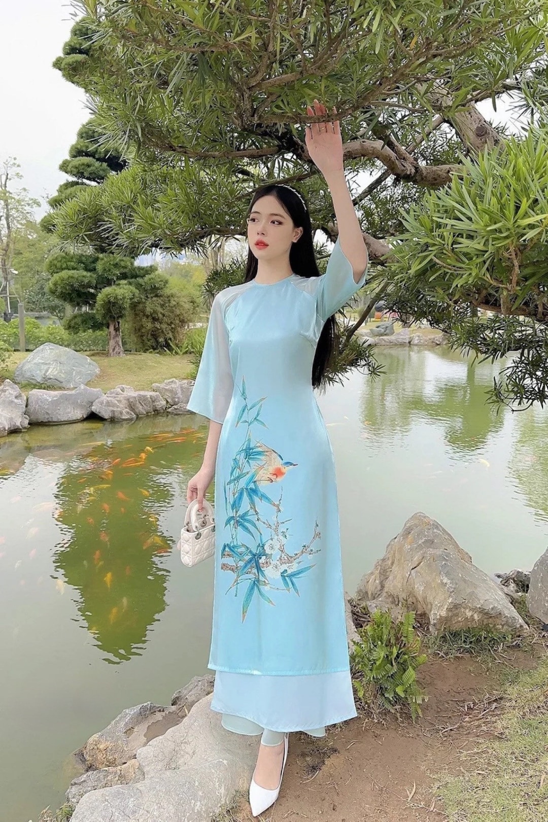 Vietnamese Ao Dai Silk Blue Dress áo Dài Cách Tân Lụa Xinh Ao Dai Wedding, Ao Dai for Girls, Ao ...