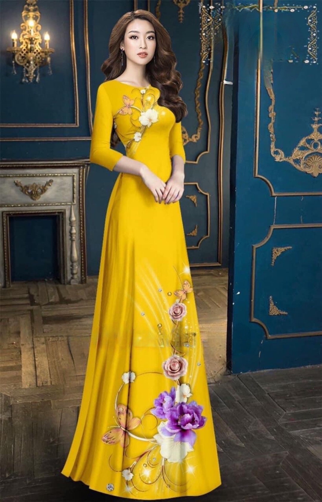 Pre Make: Vietnamese Ao Dai Silk Beautiful áo Dài Truyền Thống 3D ,for Wedding, Ao Dai for Girls ...