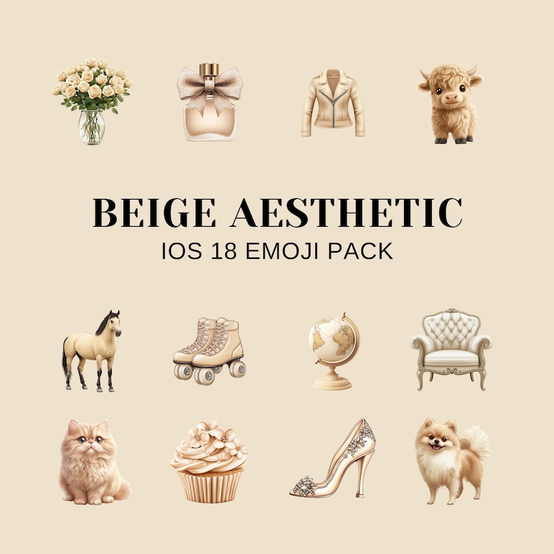 Ios 18 Emoji Stickers – 84 Beige Aesthetic iPhone Stickers for Imessage ...