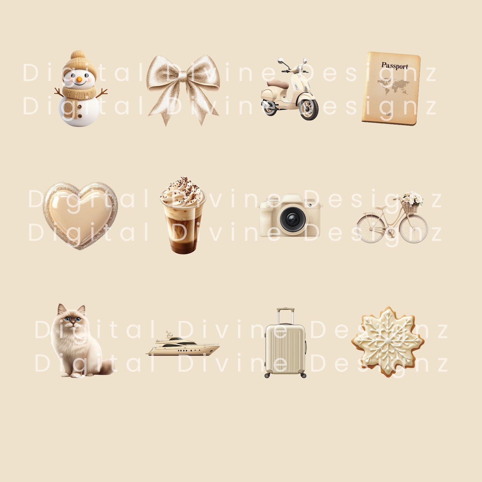 Ios 18 Emoji Stickers – 84 Beige Aesthetic iPhone Stickers for Imessage ...