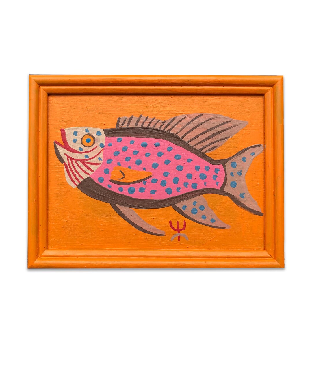 Clown Fish, Original Painting, Primitive, Naive, Rustic Art, Boho ...