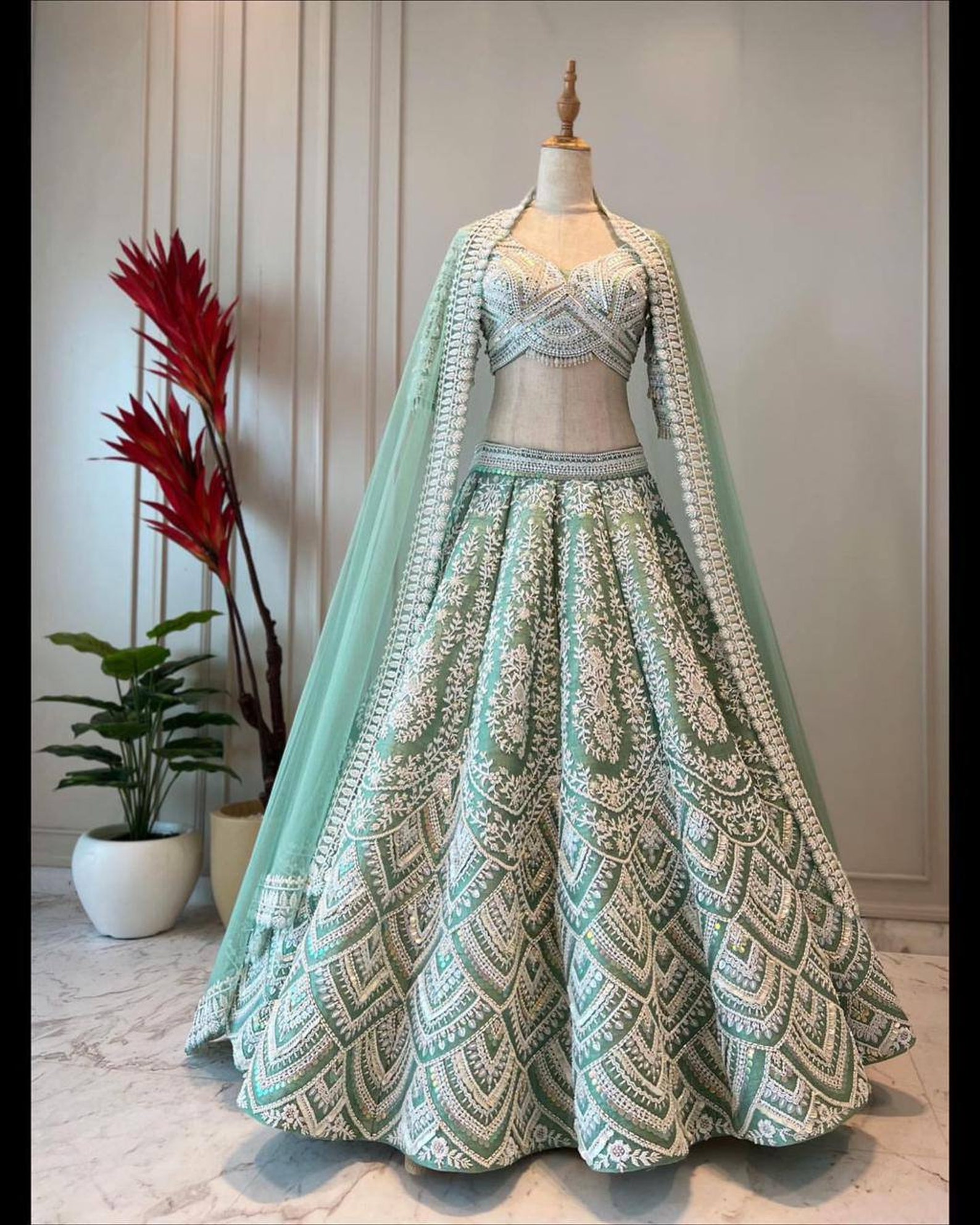 Designer Light Green Wedding Lehenga Choli for Womenldress - Etsy