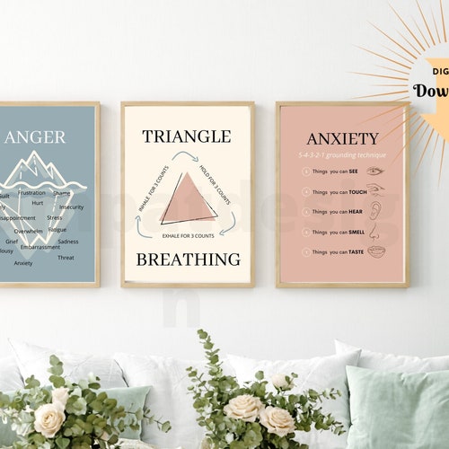 ANGER ANXIETY THERAPY Wall Art Set of 3 Gallery Wall Set - Etsy