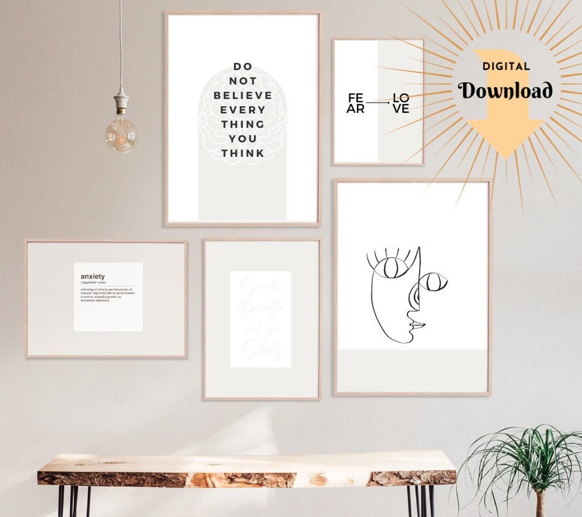 THERAPIST WALL ART, Set of 6, Gallery Wall Set, Printable, Counselor ...