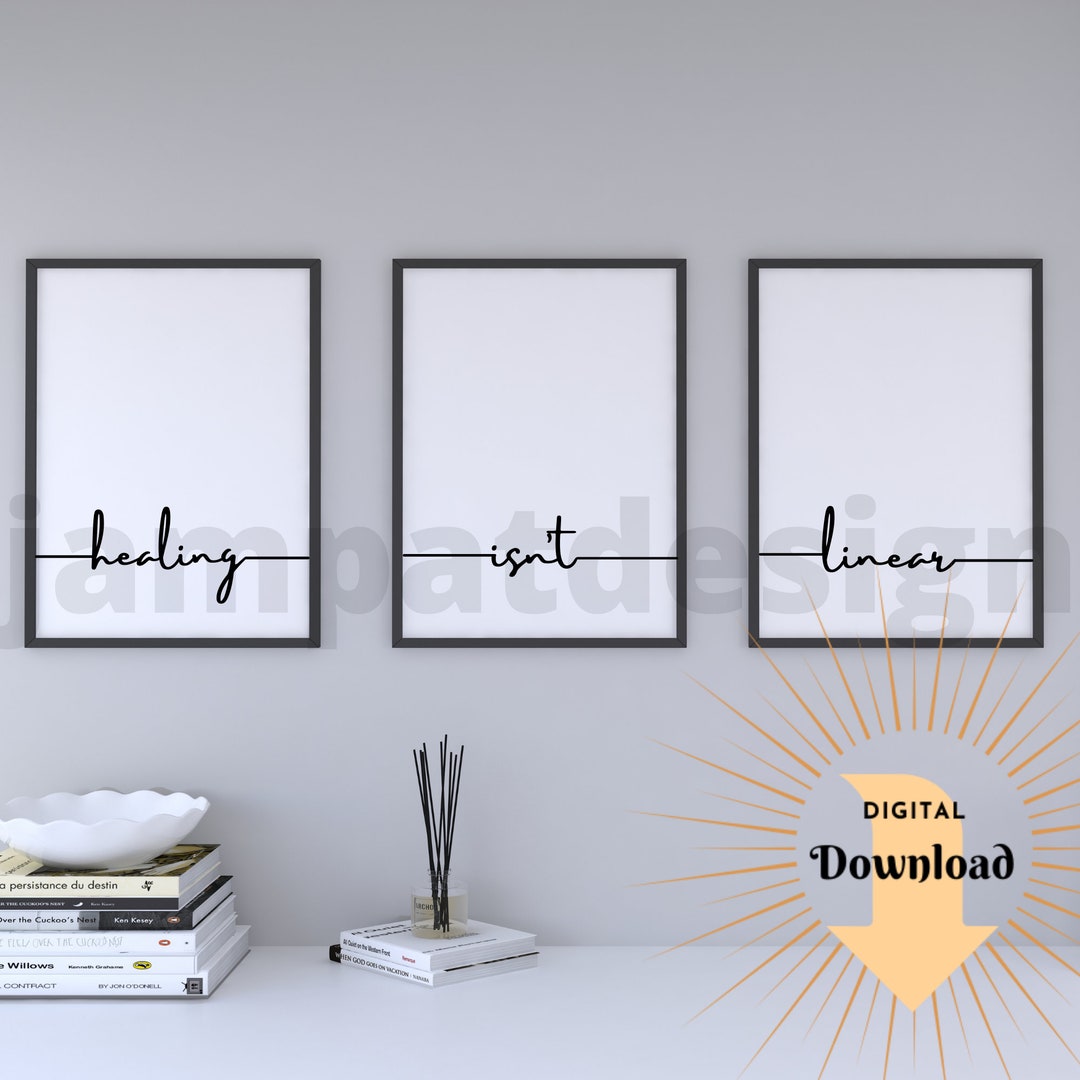 HEALING ISN'T LINEAR, Set of 3 Gallery Minimalist Wall Art, Digital ...