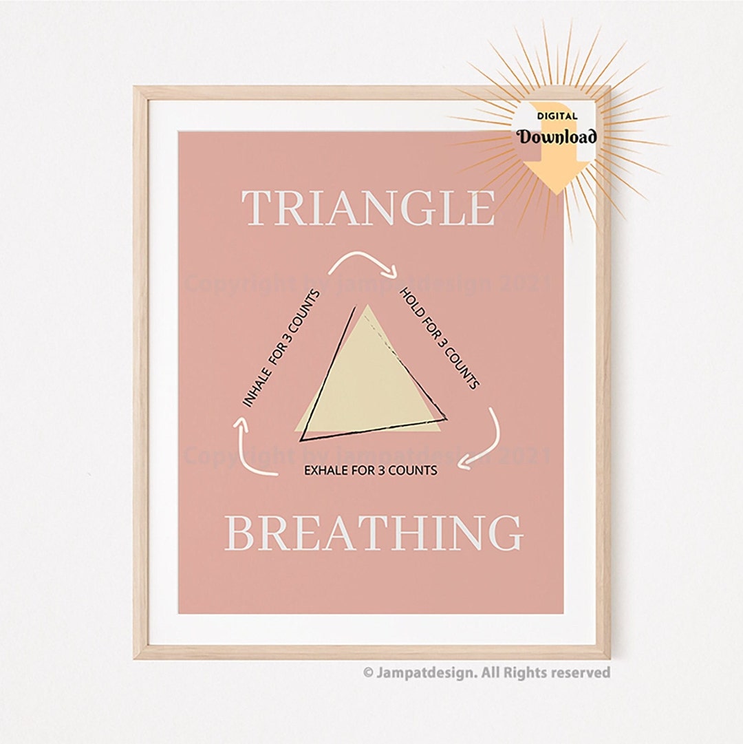 Triangle Breathing Anxiety Relief Wall Art Digital Print Counselor Wall ...