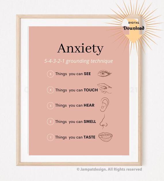 ANXIETY 5-4-3-2-1 GROUNDING TECHNIQUE 2 Color Set Wall Art | Etsy