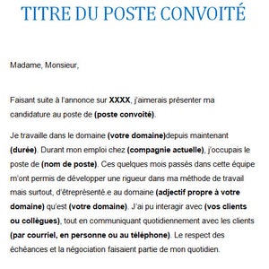 French Cover Letter, Presentation Letter for a New Job - Etsy