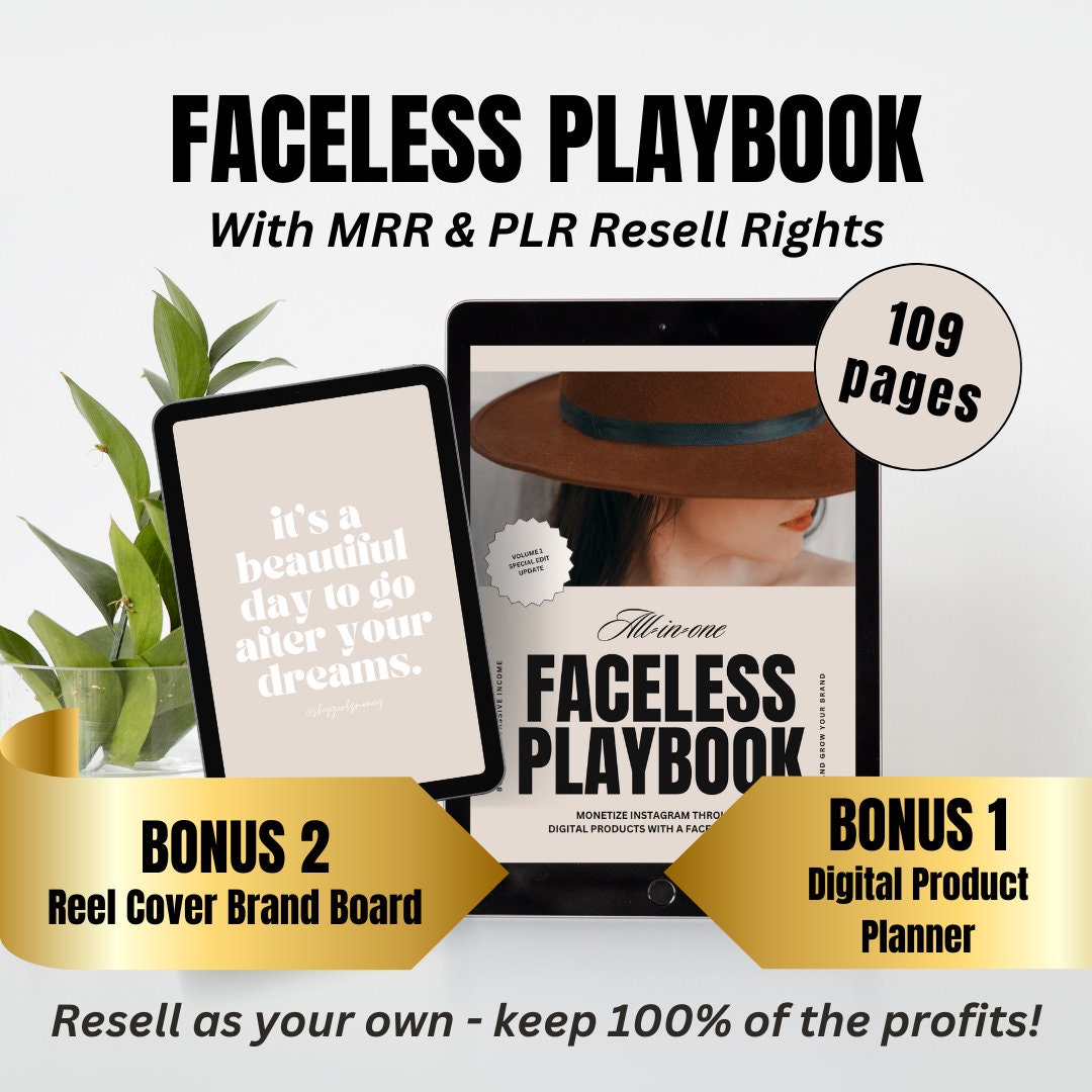 Faceless Digital Marketing Playbook Guide With Master Resell Rights MRR ...