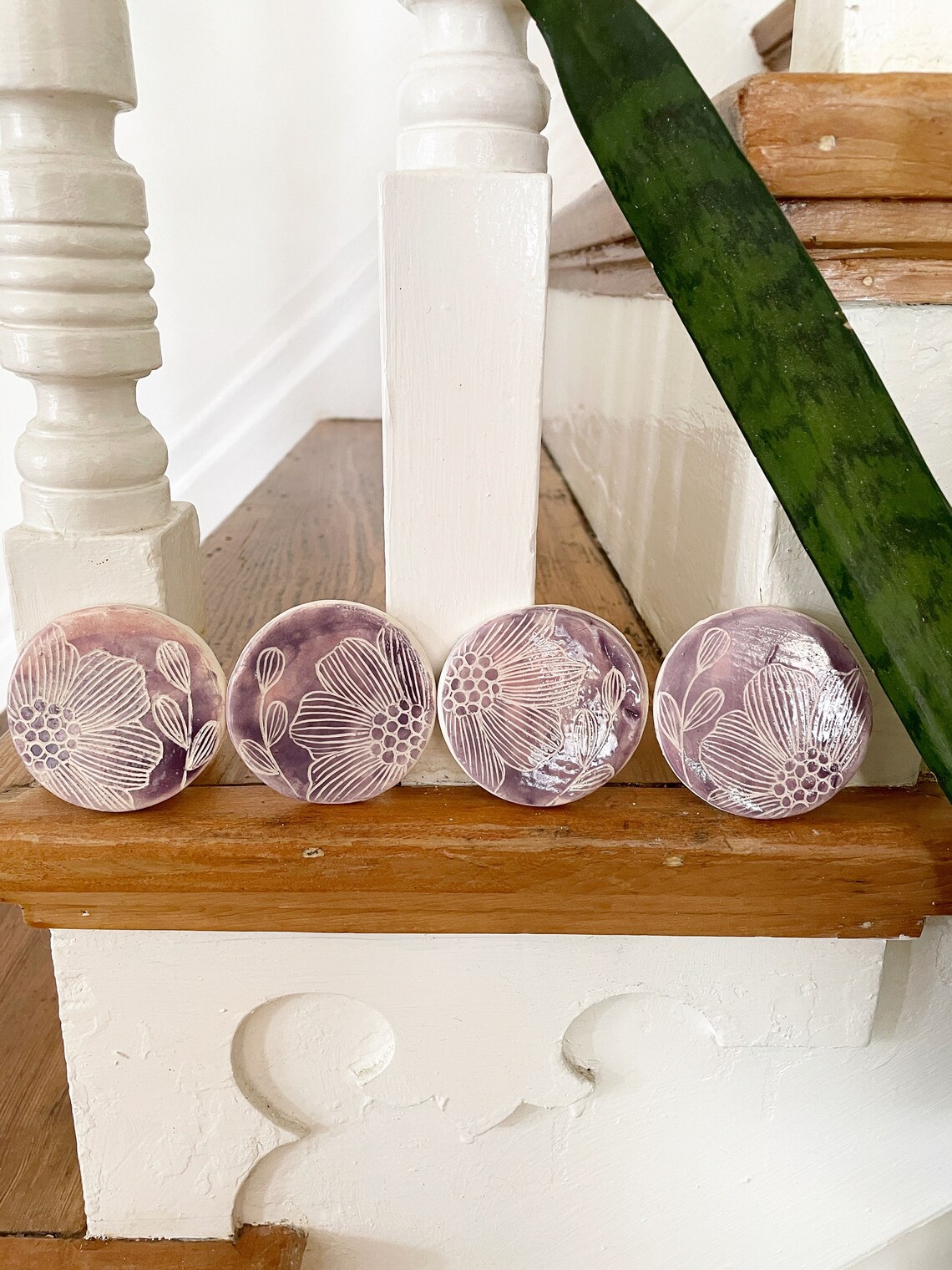 4 Ceramics Magnets Purple Pink Floral Design Fridge Magnet - Etsy