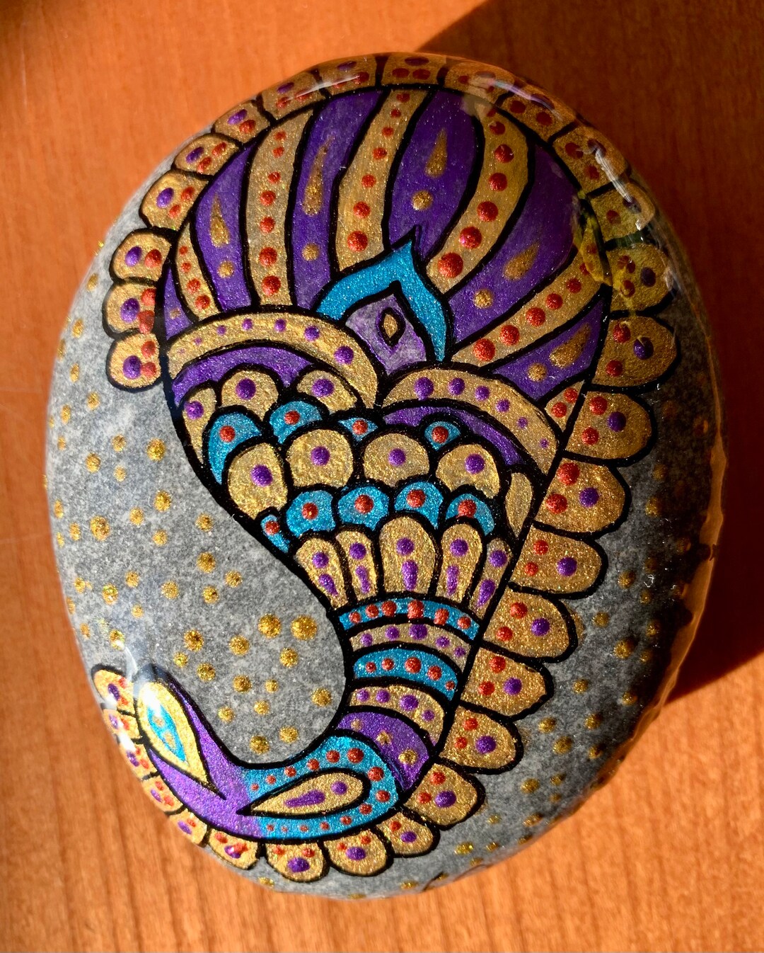 Hand Painted Rock Dotted Paisley - Etsy