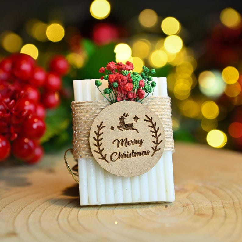 Rustic Christmas Soap Favor – Personalized Holiday Gift With Kraft Tag ...
