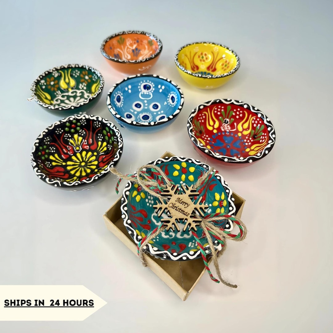 Personalized Turkish Ceramic Cini Bowl: Handcrafted Holiday Favor - Etsy