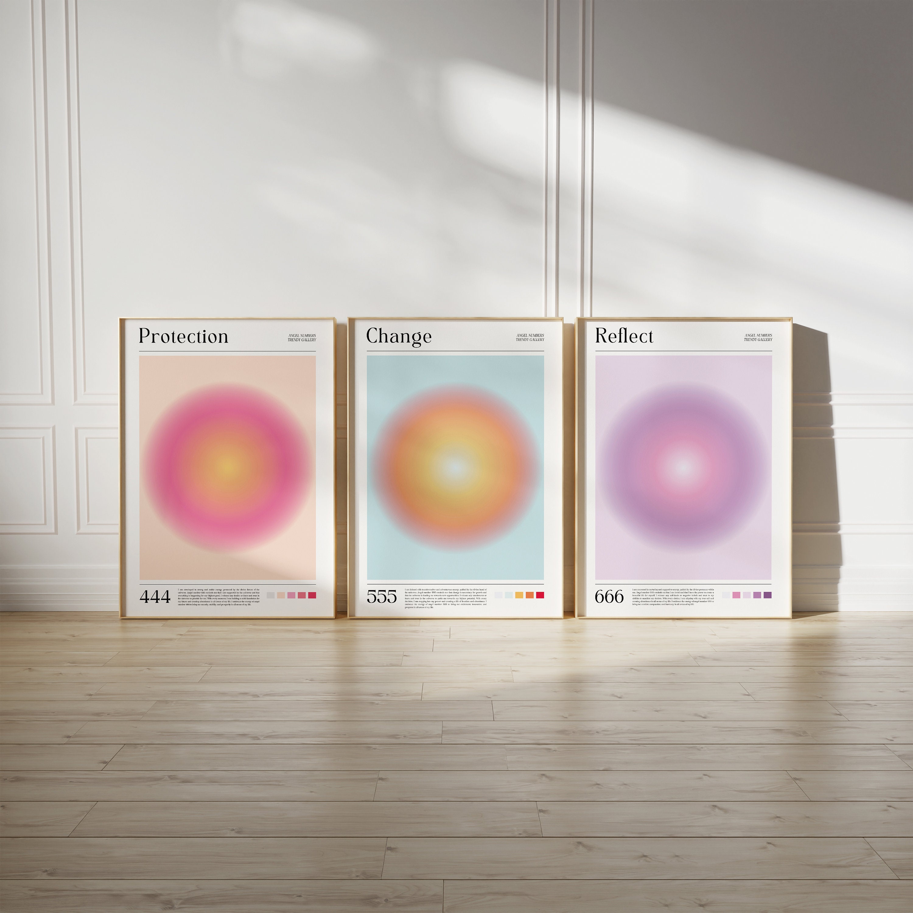 SET of 3 Angel Number Set 444,555,666, Aura Posters, Angel Number ...