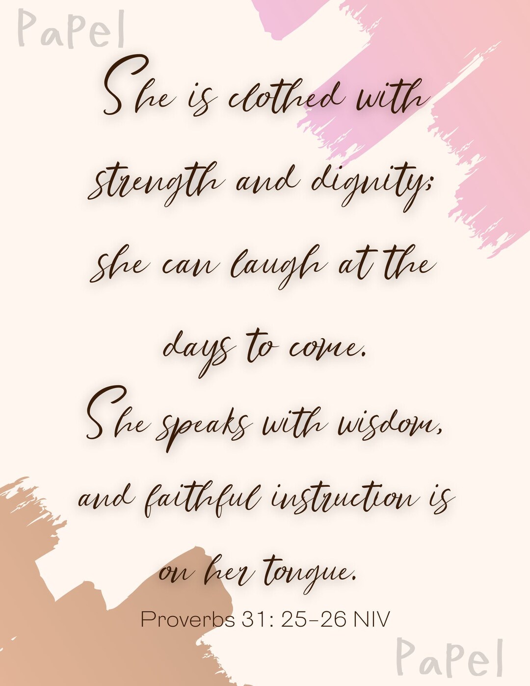 Proverbs 31:25-26 Digital Download 8.5" X 11", Poster, Mother's Day ...