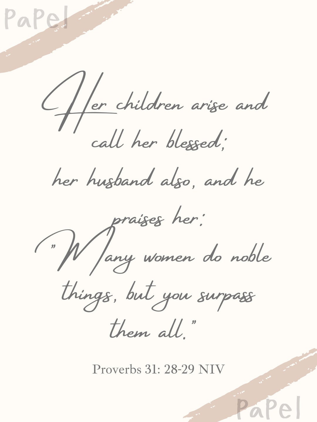 Proverbs 31:28-29 Digital Download 8.5" X 11", Poster, Mother's Day ...