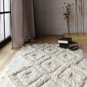 Cream Area Rug, Natural Tufted Area Rug, Modern Wool Rug, Living Room ...