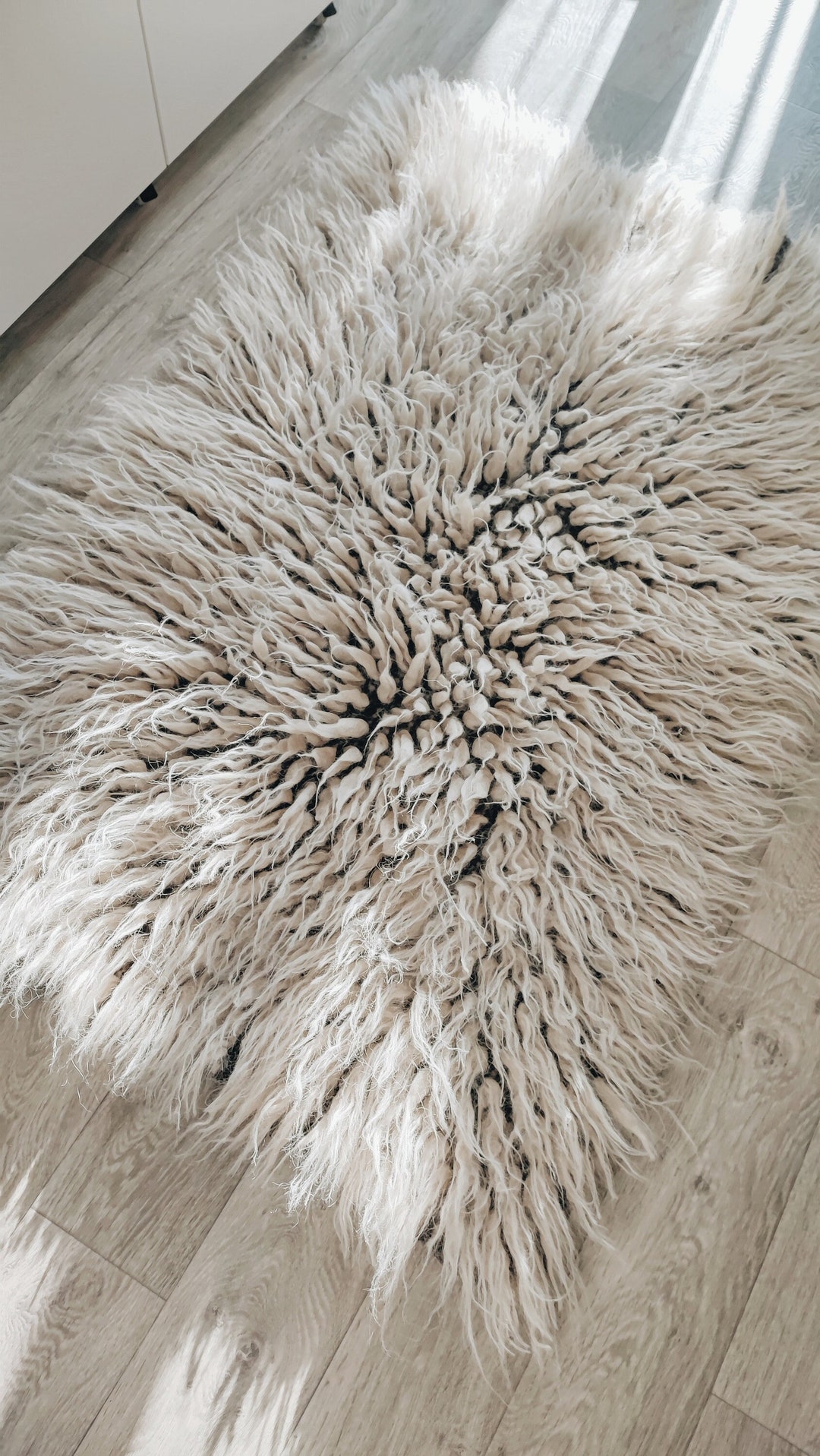 Shaggy Wool Rug, Natural Tufted Area Rug, Modern Scandinavian Wool Rug ...