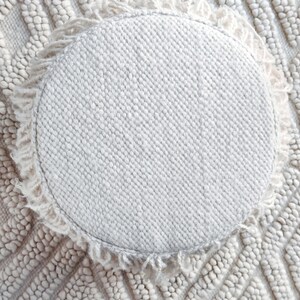 Round Cream Pouf, Flokati Pouf Ottoman, Boho Furniture, Round Ottoman ...