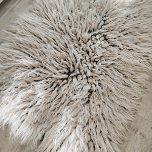 Shaggy Wool Rug, Natural Tufted Area Rug, Modern Scandinavian Wool Rug ...