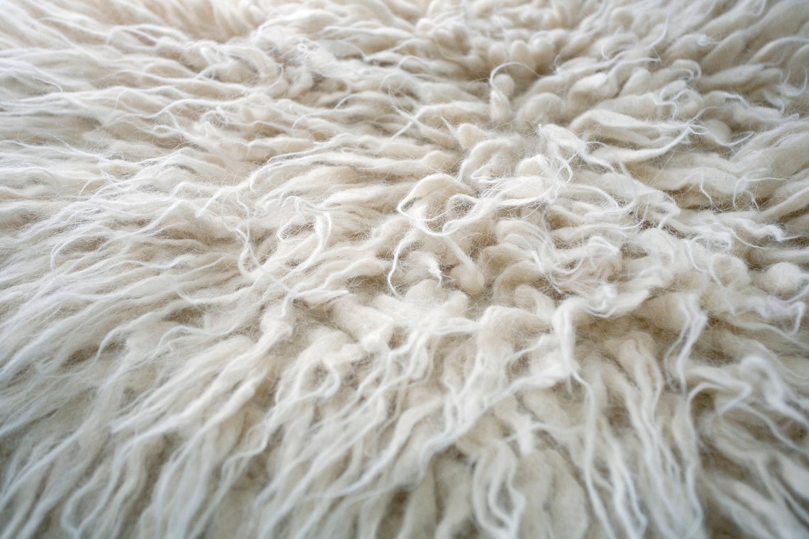 Natural Wool Shaggy Throw, Fluffy Sofa Slip Cover, Natural Couch Decor ...