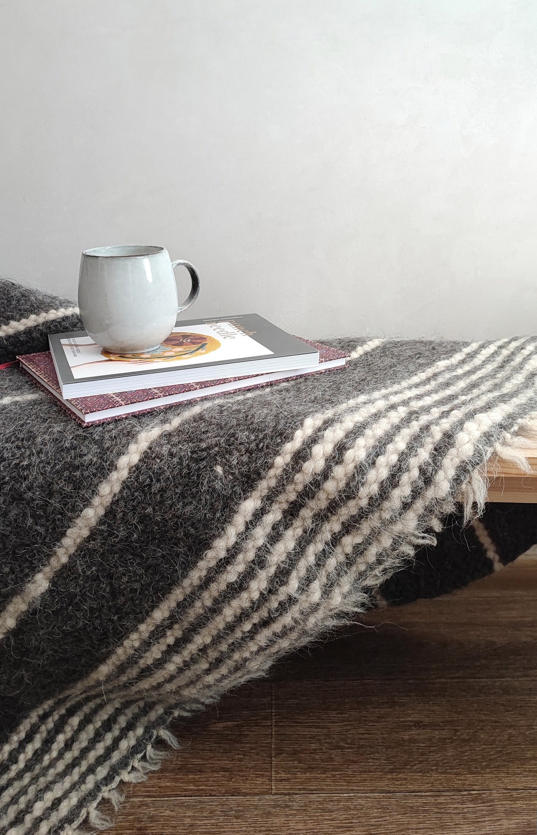MADE TO ORDER. Handwoven Gray & White Lines Large Blanket, Ukrainian ...