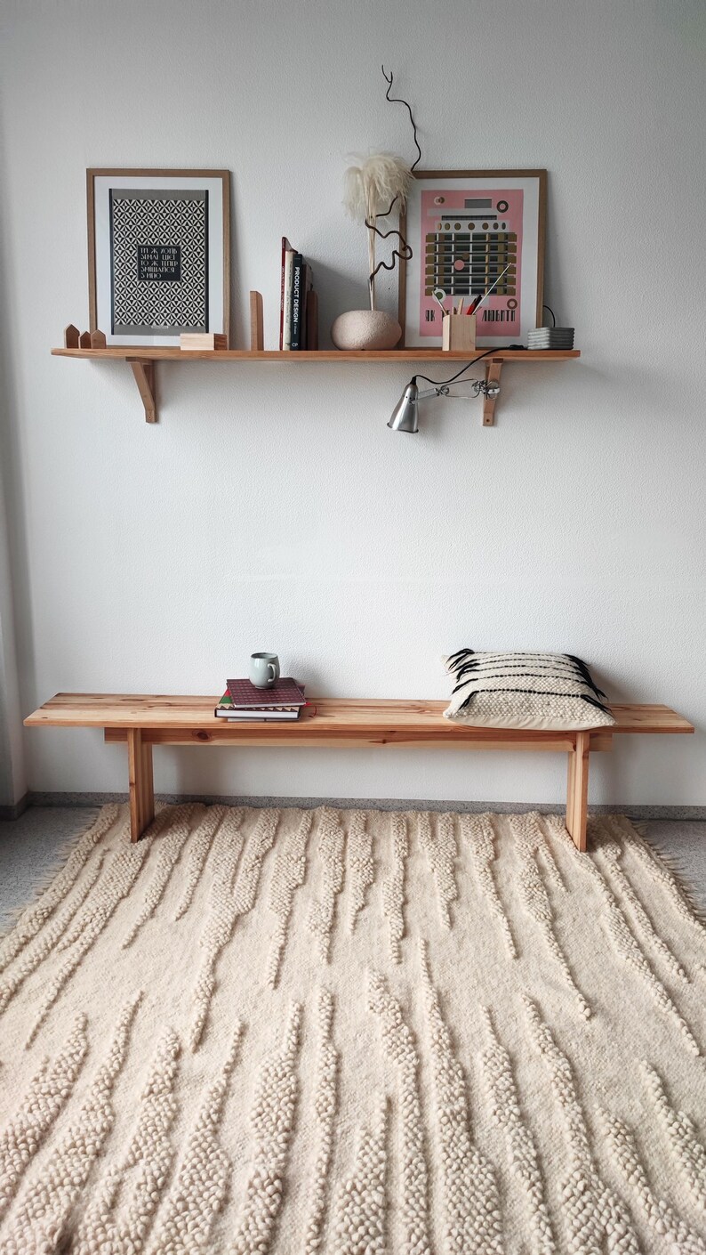 Handwoven Natural Big Wool Rug, Handwoven Wool Rug in Natural Colors ...