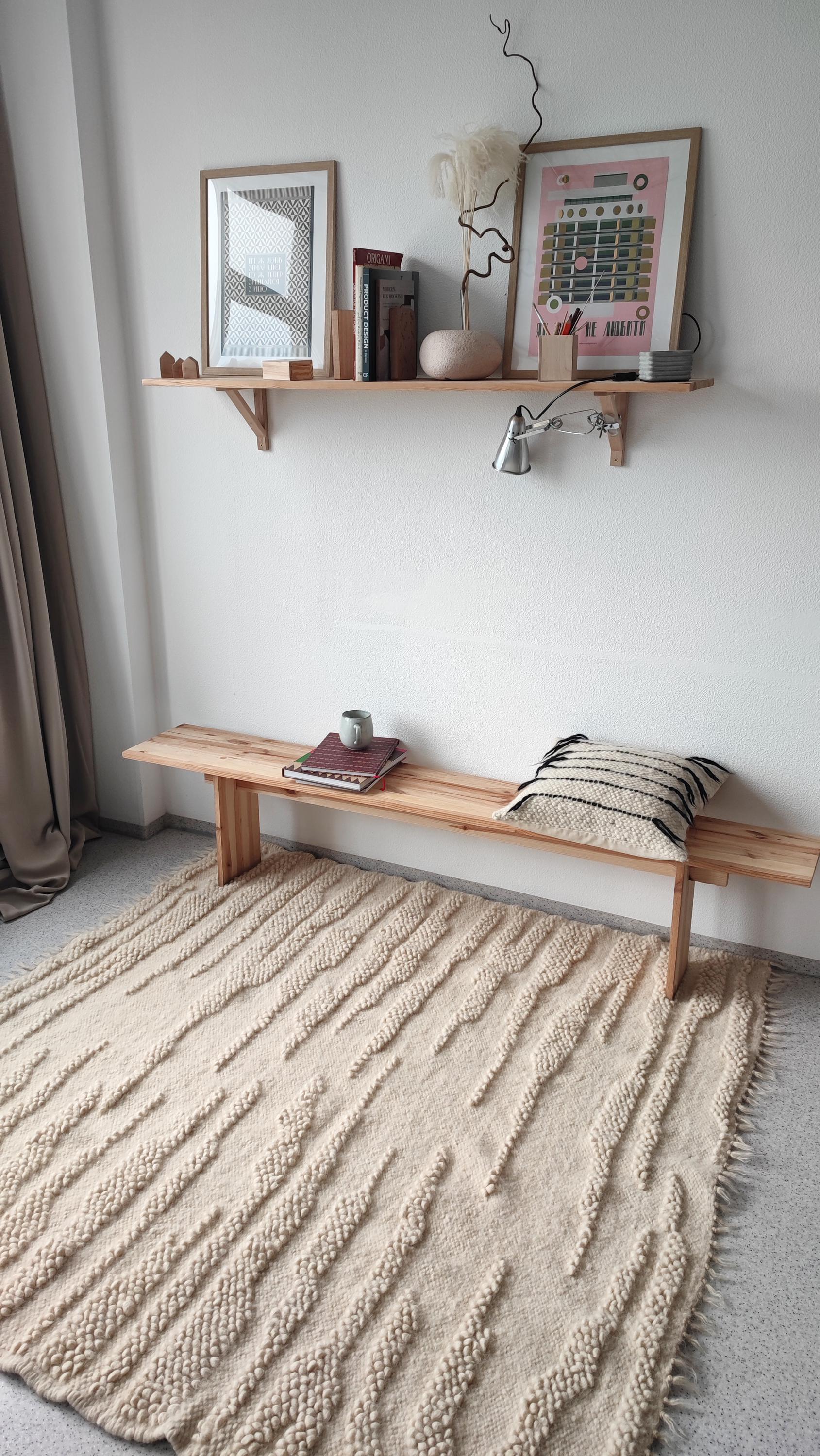 Handwoven Natural Big Wool Rug, Handwoven Wool Rug in Natural Colors ...