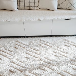 Cream Area Rug, Natural Tufted Area Rug, Modern Wool Rug, Living Room ...