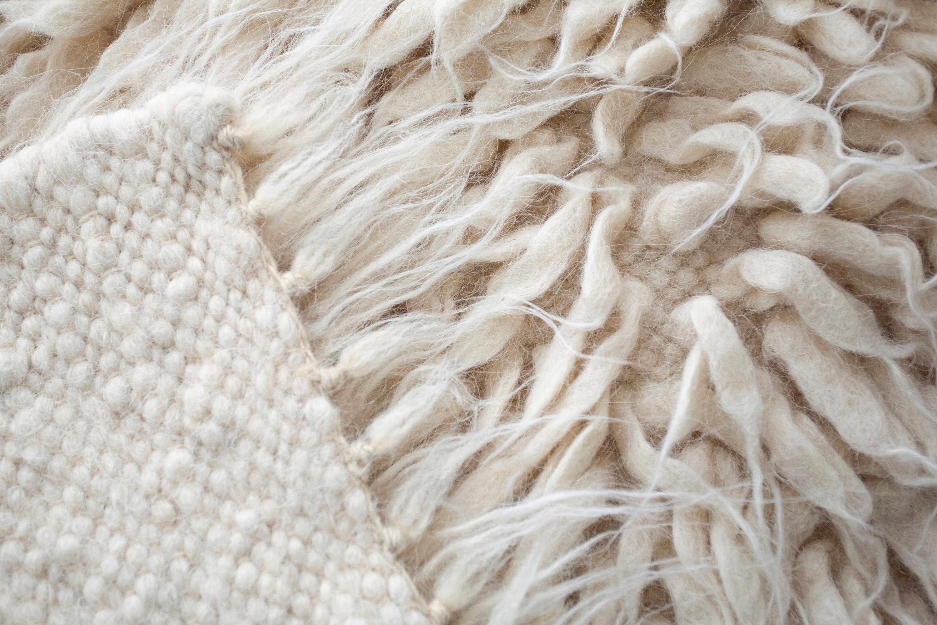 Natural Wool Shaggy Throw, Fluffy Sofa Slip Cover, Natural Couch Decor ...