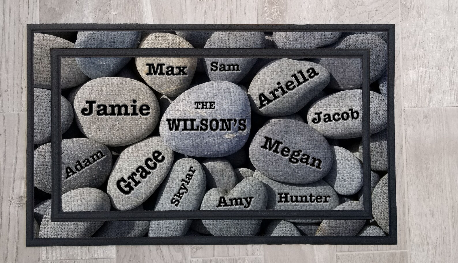 Custom Print Welcome Rocks Stone Last Name Entry Door Mat Doormat Floor ...