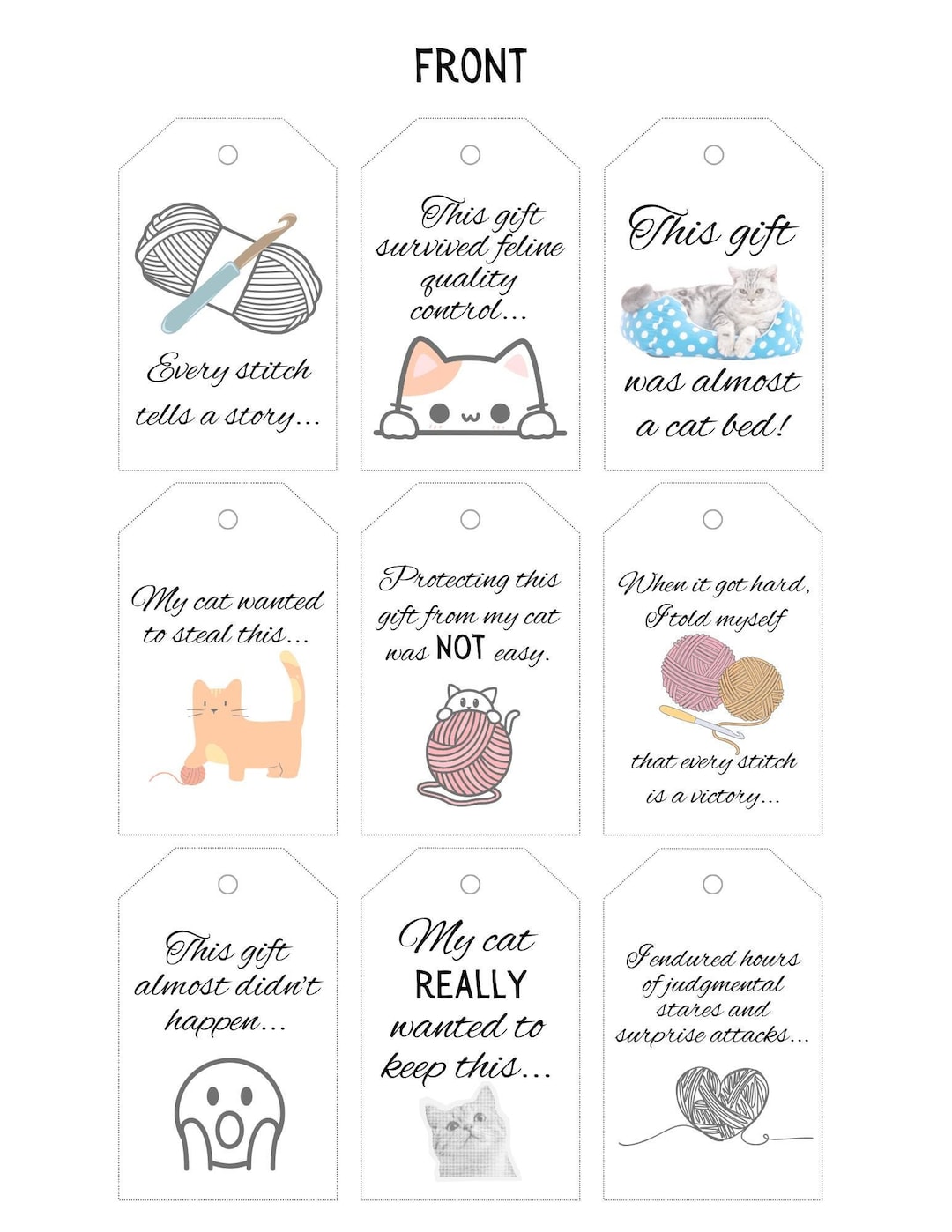 Printable Funny Gift Tags for Cat Lovers - Funny Double Sided Crochet ...