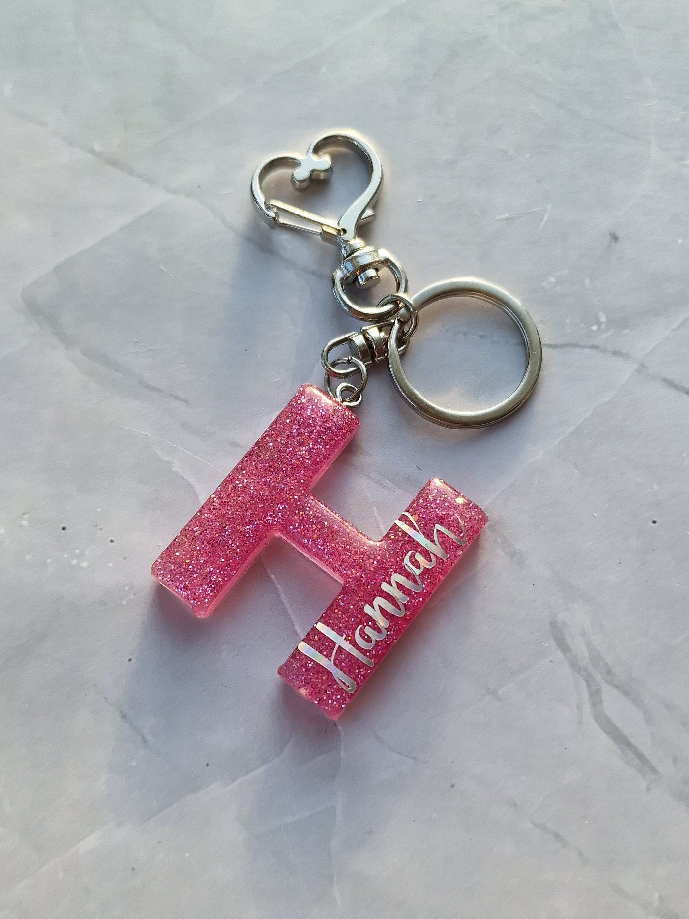 Personalised Name Keyring Decal Keyring, Add Your Name, Resin Glitter ...