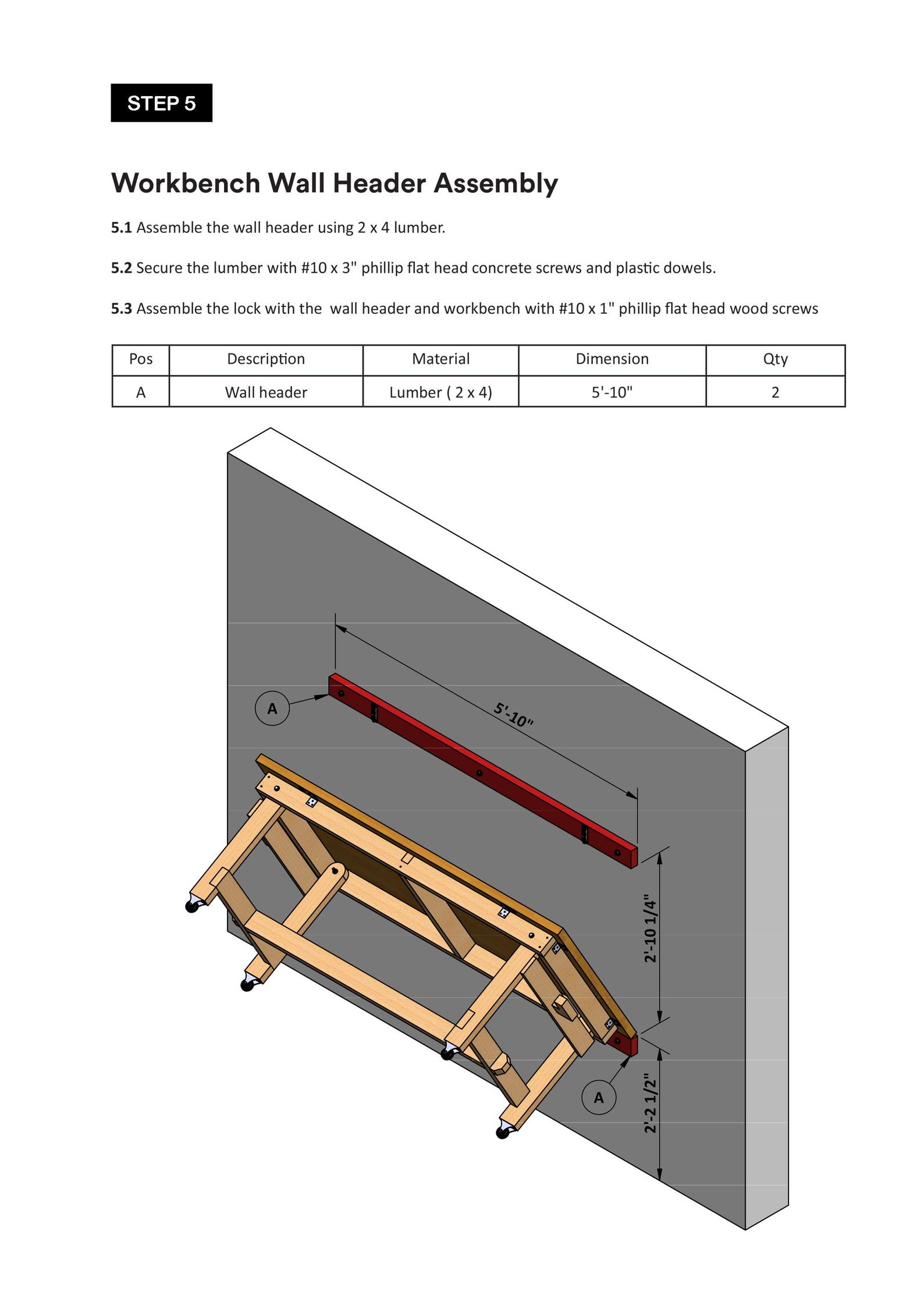 6x3 Compact Drop-down Workbench Plans With Locking Legs & Casters ...