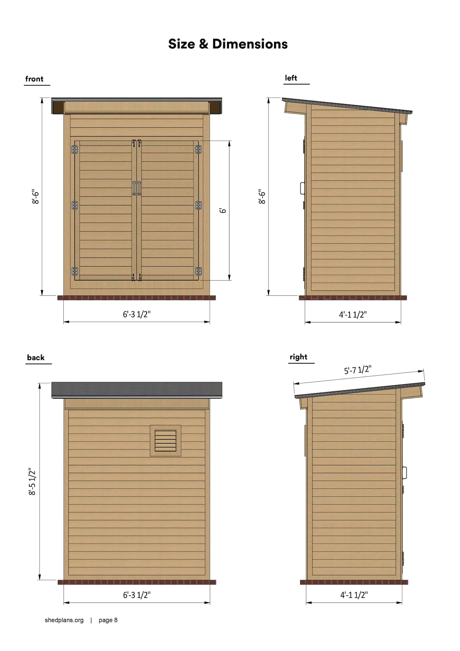 4x6 DIY Modern Storage Shed Plans PDF - Etsy