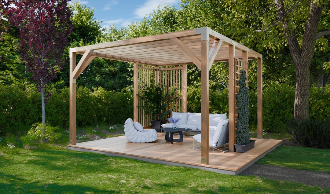 Outdoor Pergola Plans PDF - 16x16 DIY Garden Canopy Pergola Blueprint ...