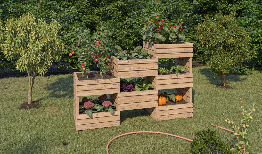 3-tier 2x6 Multi-section Raised Garden Bed Plans PDF - Etsy