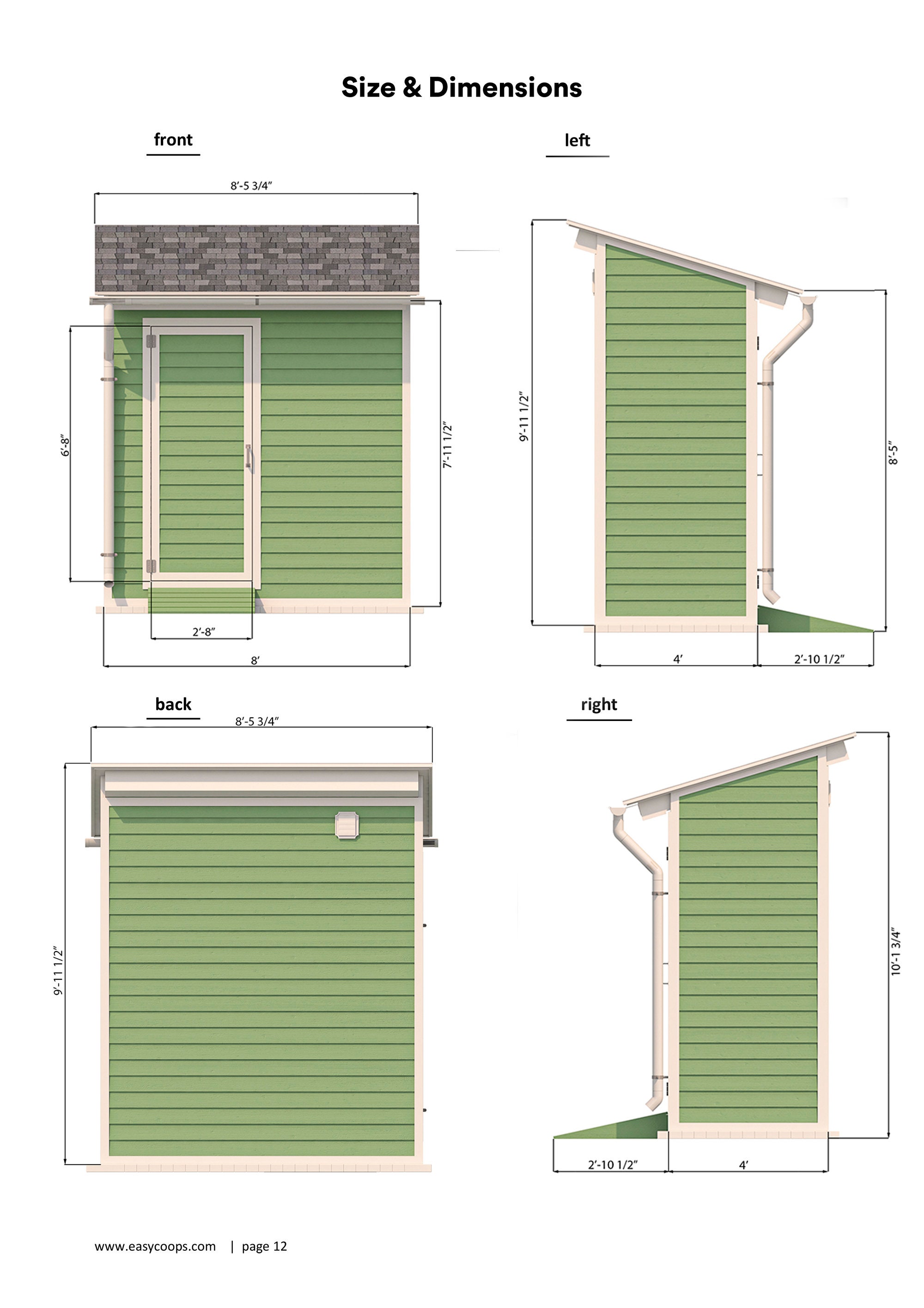 Shed Plans 4x8 Lean to Storage Shed PDF - Etsy