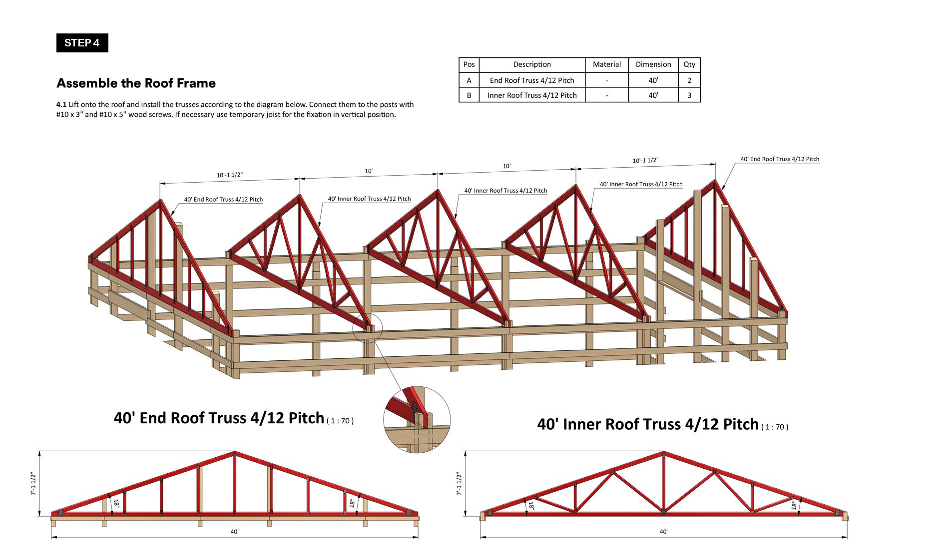 40x40 Pole Barn Plans | Garage Workshop Plan With Carports PDF - Etsy