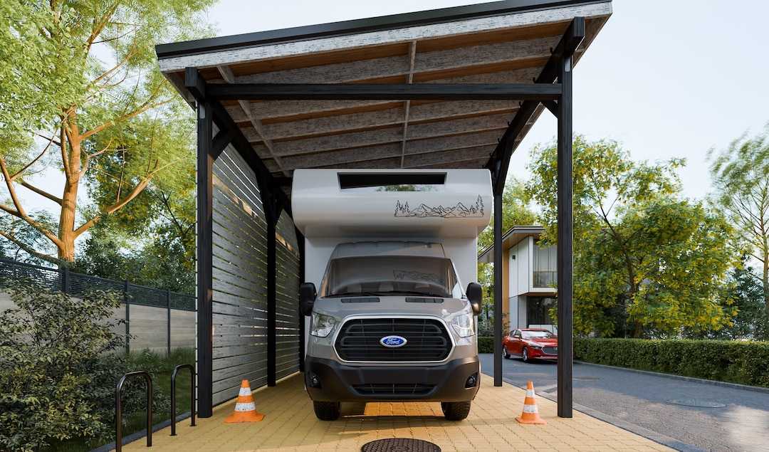 RV Carport Plans: DIY Quadruple Vehicle Shelter With Wood Design (PDF ...