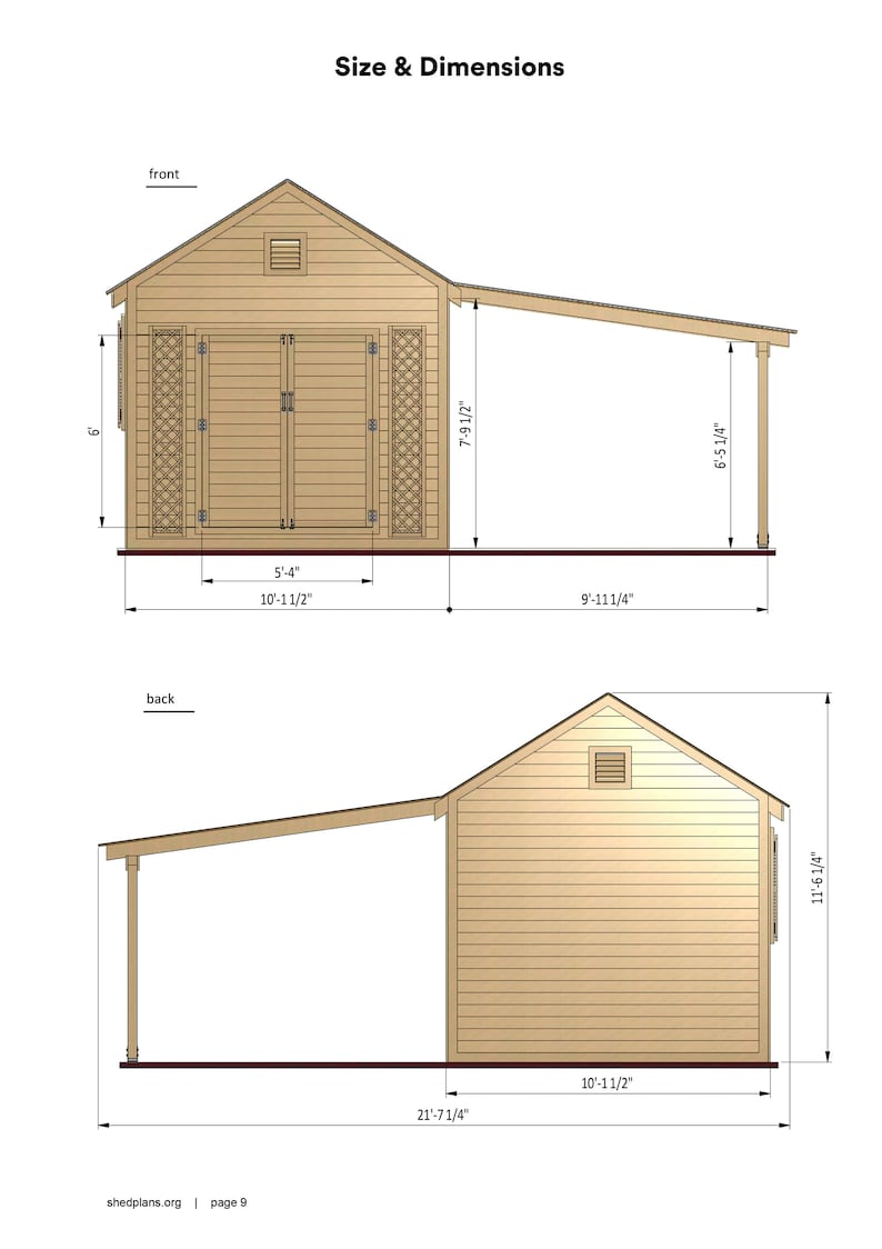 Shed Plans 20x10 Garden Shed With Porch - Etsy