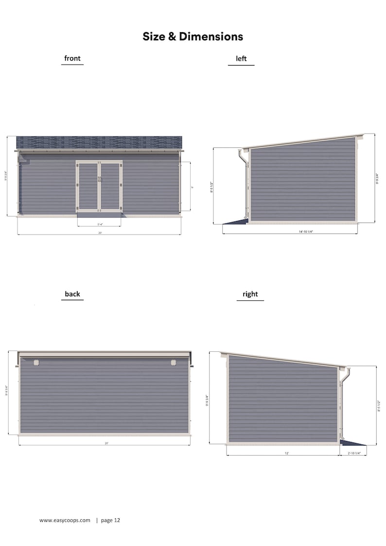 12x20 Shed Plans Lean to Storage Shed PDF - Etsy