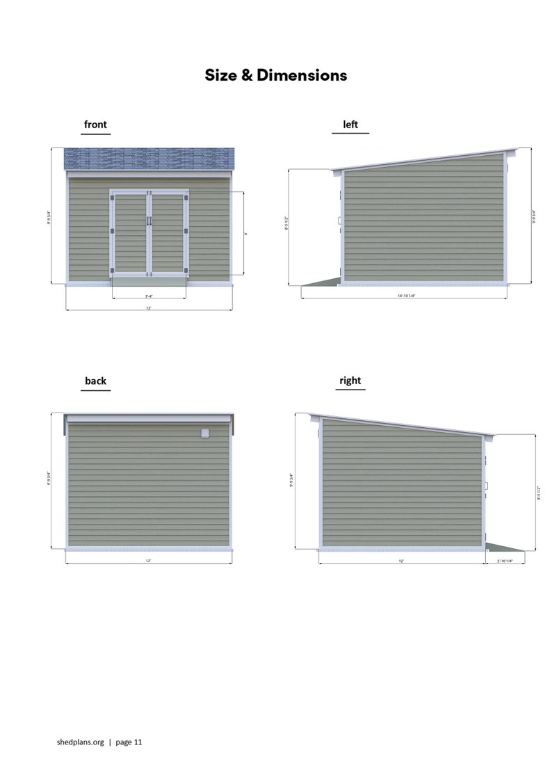 12x12 Shed Plans Lean to Storage Shed PDF - Etsy