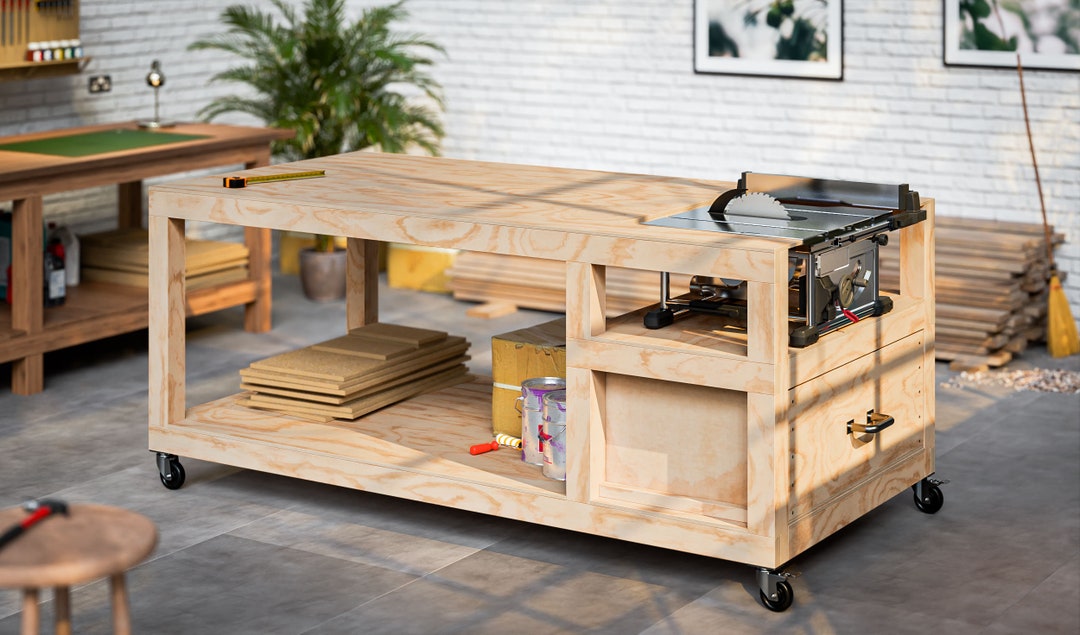 Movable Table Saw Workbench Plans – Digital PDF Download - Etsy