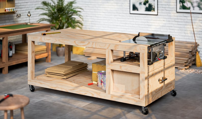Movable Table Saw Workbench Plans – Digital PDF Download - Etsy